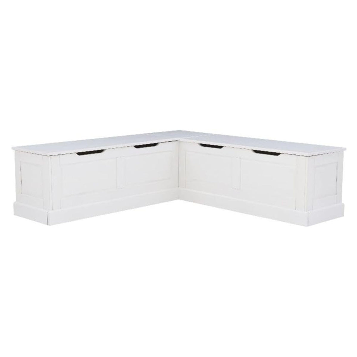 Oakestry White Solid Pine L-Shaped Breakfast Nook with Hidden Storage ...